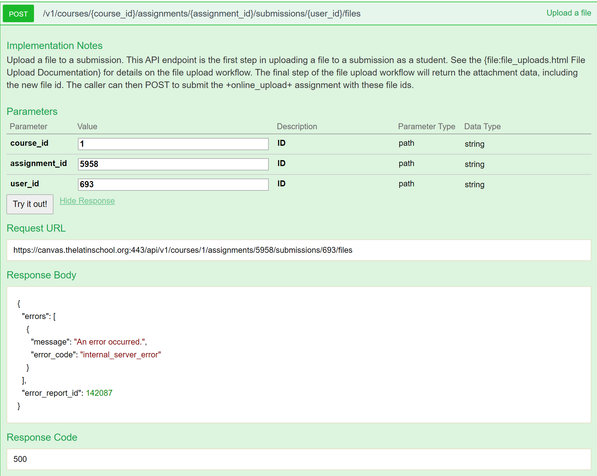 Solved: 500 Internal Server Error when POSTing to submissi ...